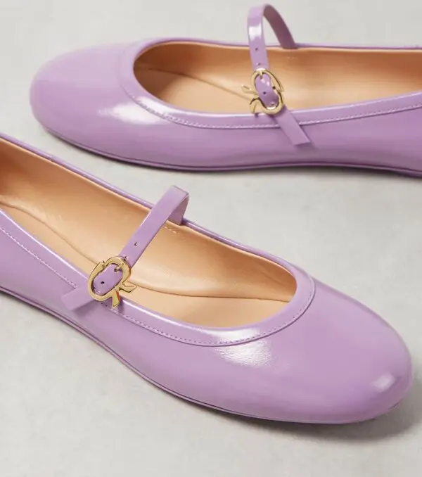 GIANVITO ROSSI Patent Leather Mary Jane Flats - Purple
