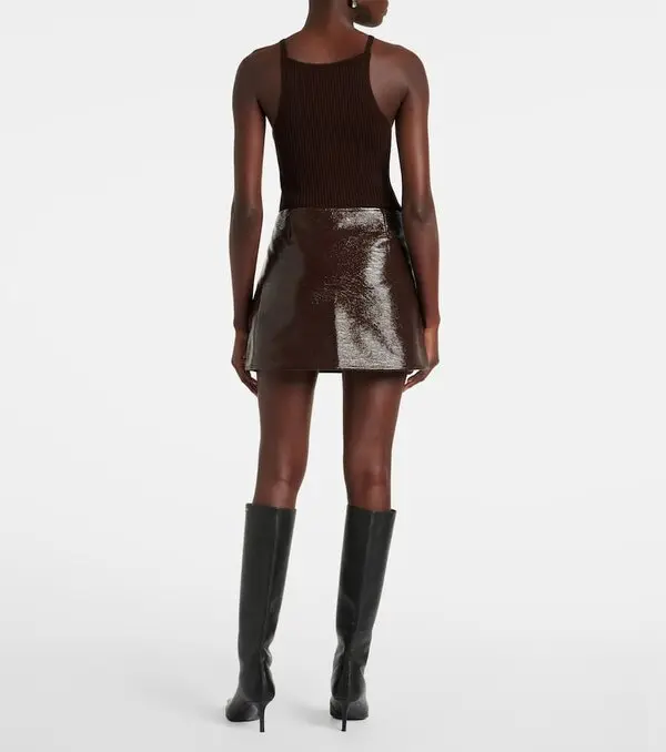 COURREGES Coated Cotton-blend Miniskirt