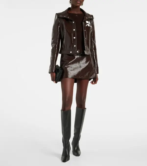 COURREGES Coated Cotton-blend Miniskirt