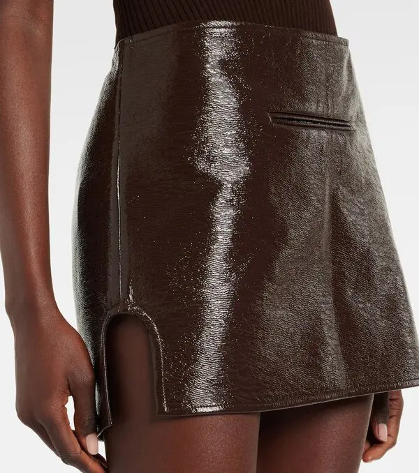 COURREGES Coated Cotton-blend Miniskirt