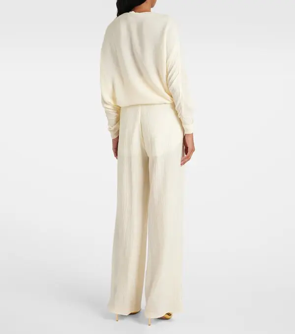 TALLER MARMO Zoagli Cotton And Silk-blend Straight Pants - White