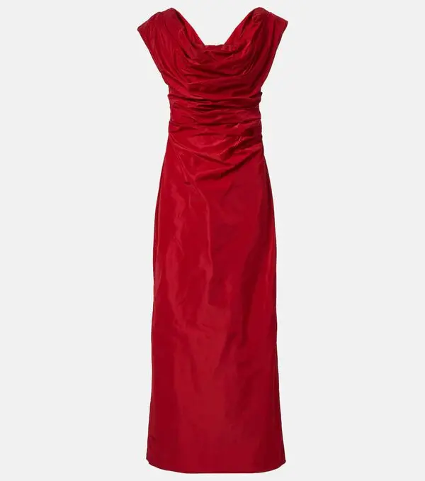 Staud Andrea Taffeta Midi Dress - Red