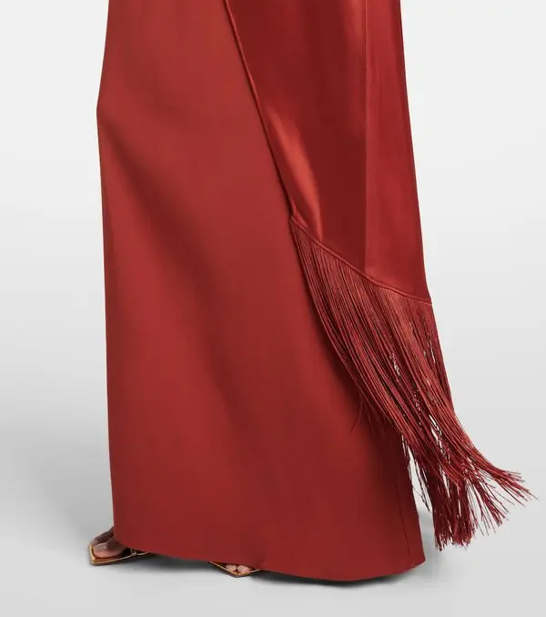 TALLER MARMO Berenson Fringed One-shoulder Gown - Orange
