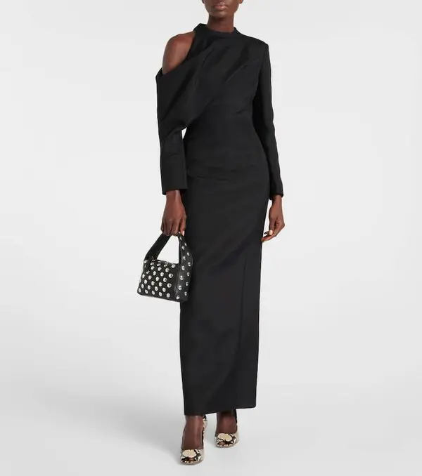 Khaite Elena Small Studded Leather Shoulder Bag - Black