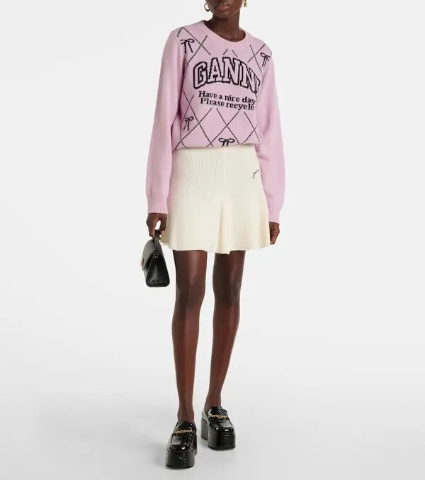 GANNI Logo Intarsia Wool-blend Sweater