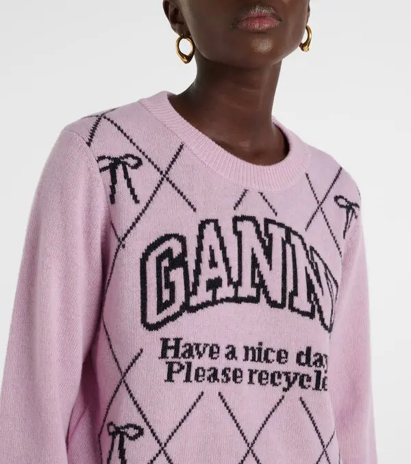 GANNI Logo Intarsia Wool-blend Sweater