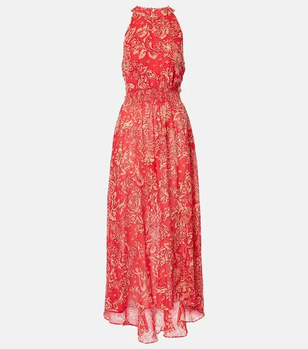 Poupette St Barth Celie Printed Halterneck Maxi Dress - Pink