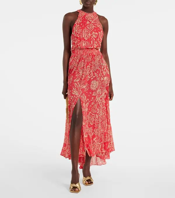 Poupette St Barth Celie Printed Halterneck Maxi Dress