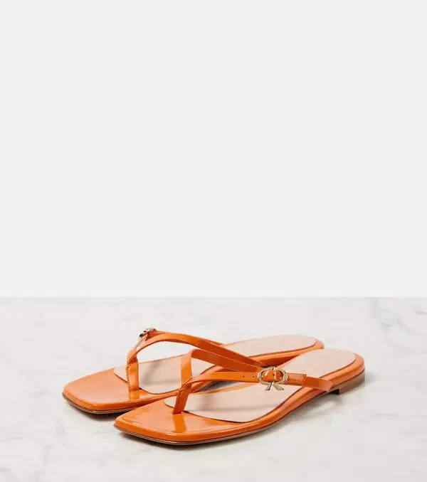 GIANVITO ROSSI Ribbon Patent Leather Thong Sandals - Yellow