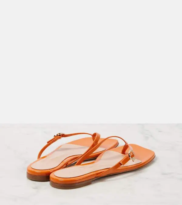 GIANVITO ROSSI Ribbon Patent Leather Thong Sandals - Yellow