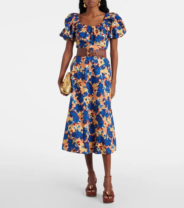 Ulla Johnson Imara Floral Cotton Poplin Midi Dress