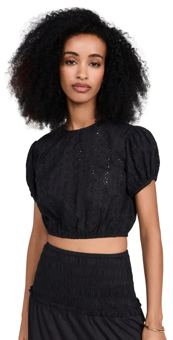 Playa Lucila Eyelet Crew Top