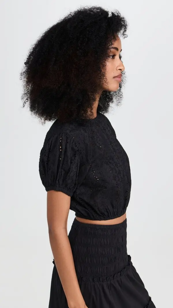Playa Lucila Eyelet Crew Top