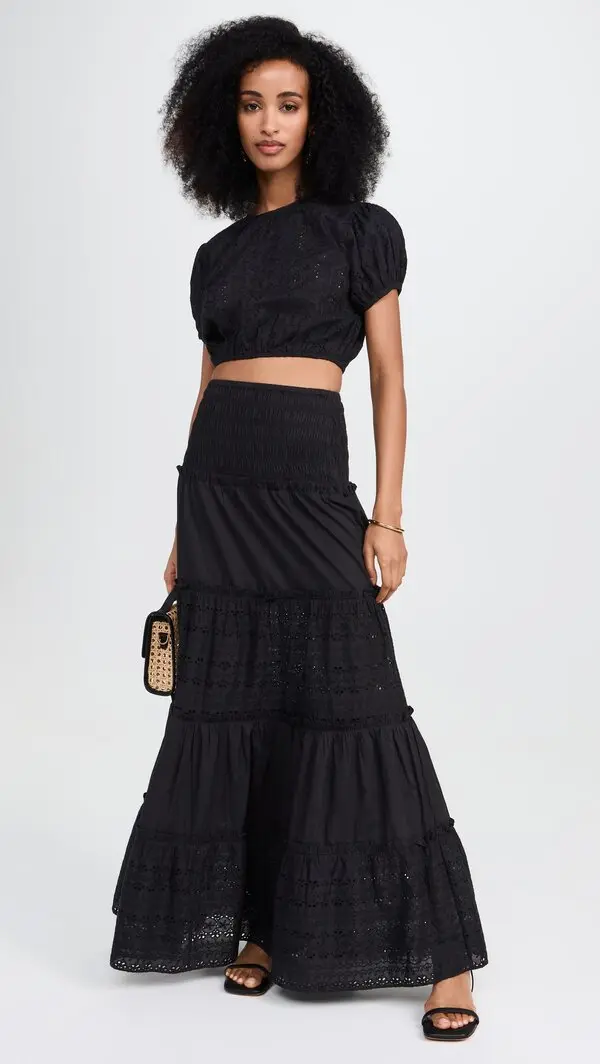Playa Lucila Eyelet Crew Top