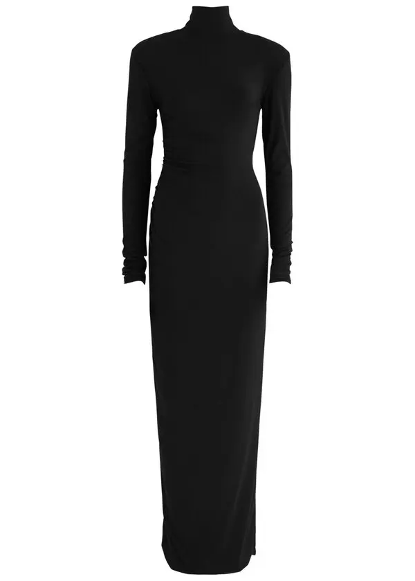 Aexae Ruched Stretch-Jersey Maxi Dress In Black - 70% Off | Editorialist
