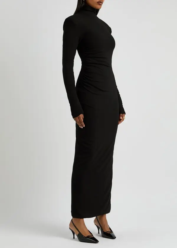 Aexae Ruched Stretch-Jersey Maxi Dress In Black - 70% Off | Editorialist