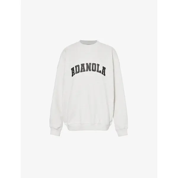 ADANOLA Oversized Crewneck Fleece Sweatshirt - Light Grey Melange/black