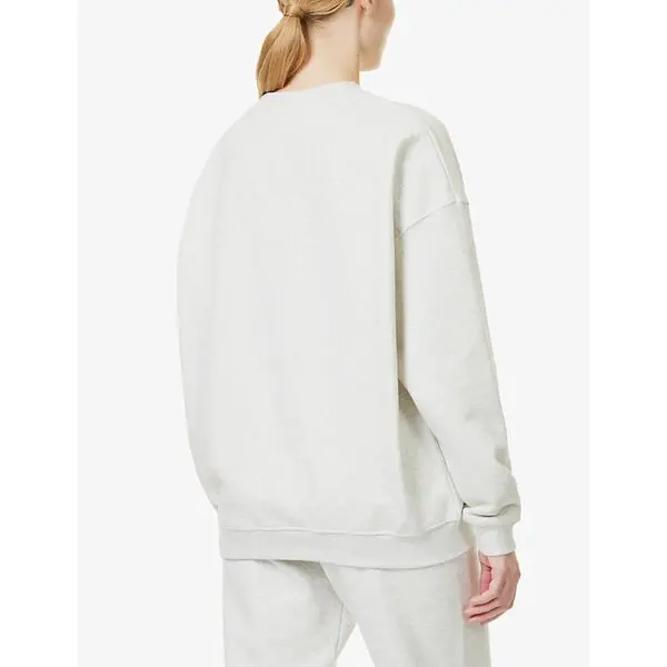 ADANOLA Oversized Crewneck Fleece Sweatshirt - Light Grey Melange/black