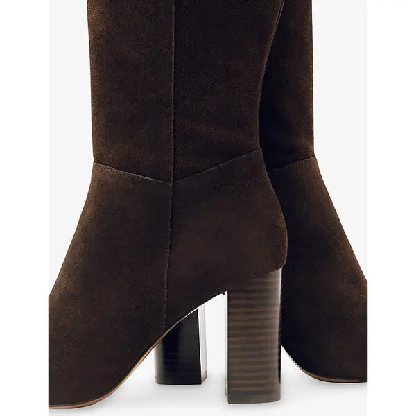 REISS Pointed-toe Leather Knee-high Boots - Chocolate