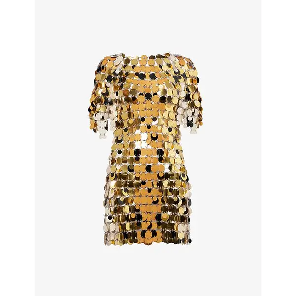 Rabanne Sequin Short-sleeves Woven Mini Dress