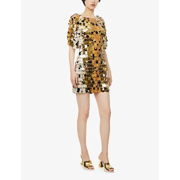 Rabanne Sequin Short-sleeves Woven Mini Dress