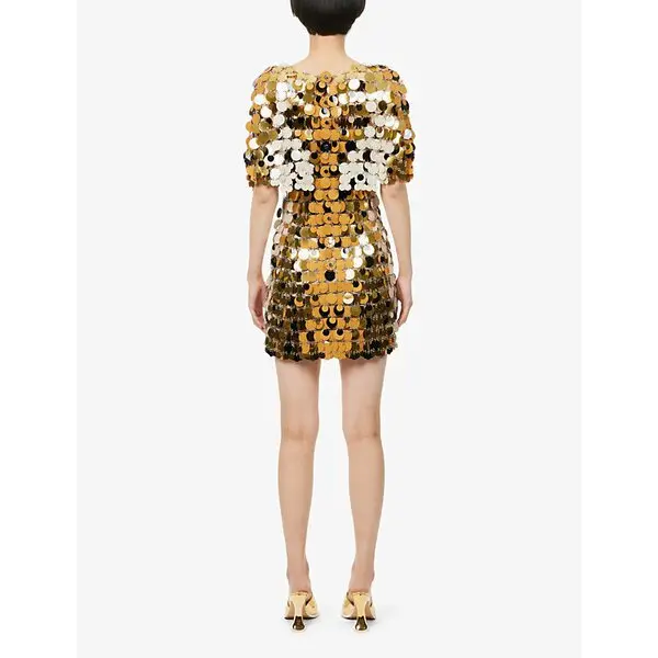 Rabanne Sequin Short-sleeves Woven Mini Dress