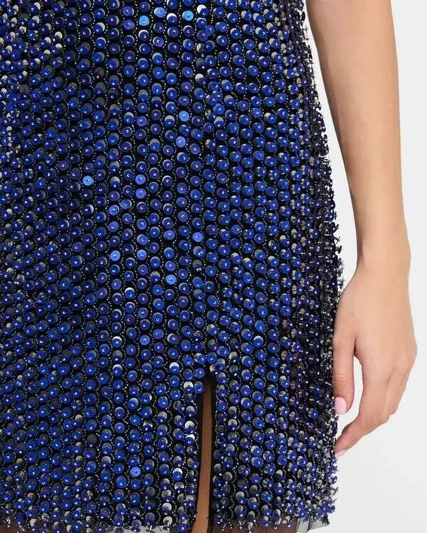 LIV FOSTER Wren Bead & Sequin Halter Mini Dress