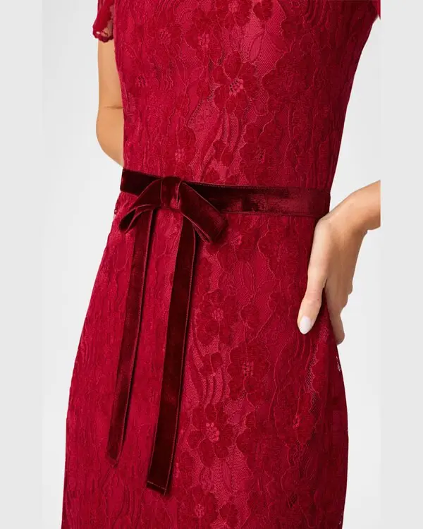 Shoshanna Pierre Floral Lace Midi Dress In Scarlett - 55% Off | Editorialist