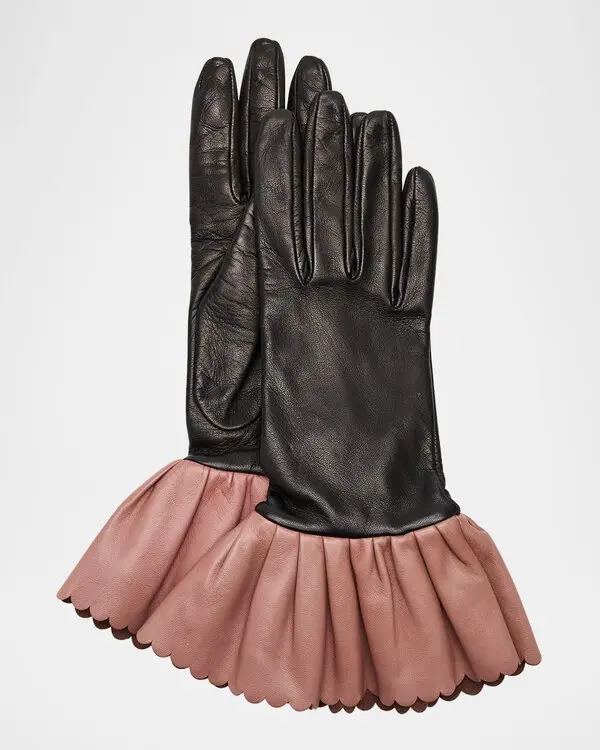 PAULA ROWAN Danielle 3 Flare Leather Gloves - Black Pink