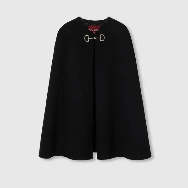 Gucci Wool And Silk Horsebit Cape - Black