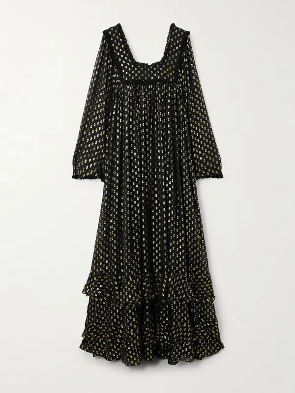 Chloé Lace-trimmed Fil Coupé Silk-blend Chiffon Gown