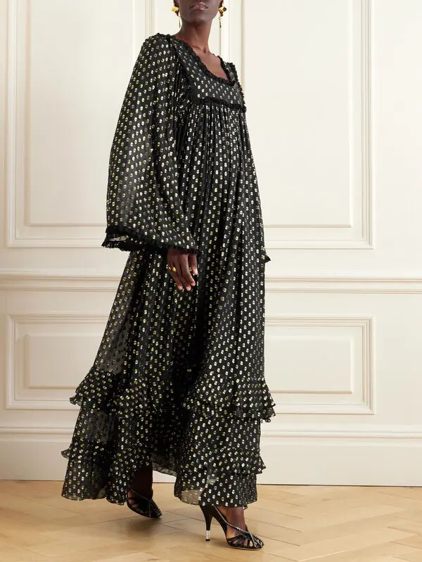 Chloé Lace-trimmed Fil Coupé Silk-blend Chiffon Gown