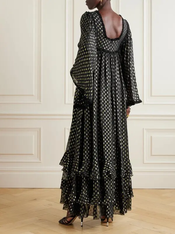 Chloé Lace-trimmed Fil Coupé Silk-blend Chiffon Gown