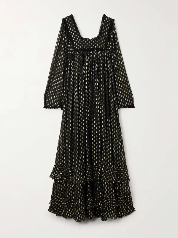 Chloé Lace-trimmed Fil Coupé Silk-blend Chiffon Gown