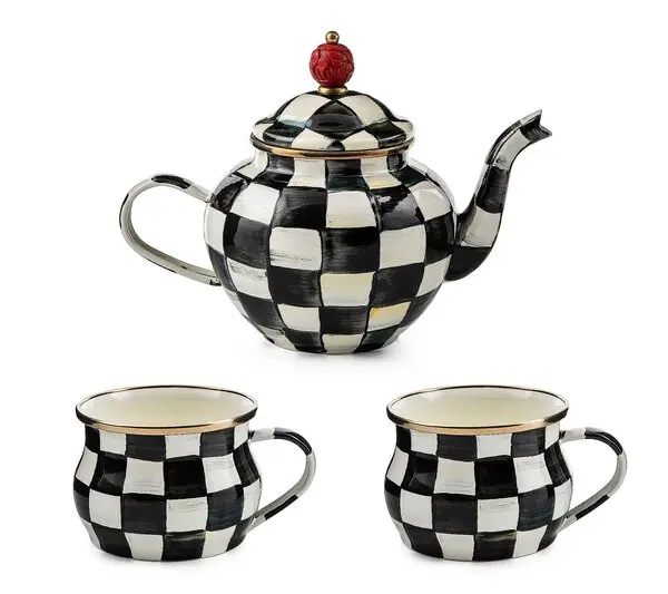MACKENZIE-CHILDS 4 Cup Tea Pot And Set Of 2 Mugs - One-color