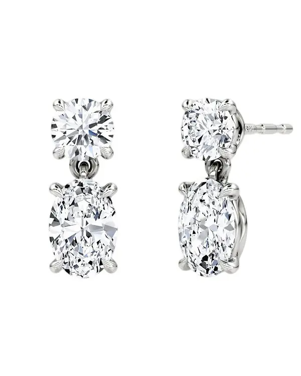 VRAI Signature Drop Earring With Round Brilliant And Oval Lab Grown Diamonds - K White Gold