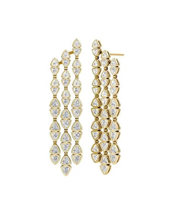 VRAI Trillion Cascade 14k White Gold Diamond Earrings - K Yellow Gold