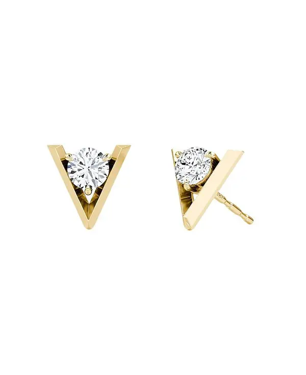 VRAI V Solitaire Stud Earrings - K Yellow Gold