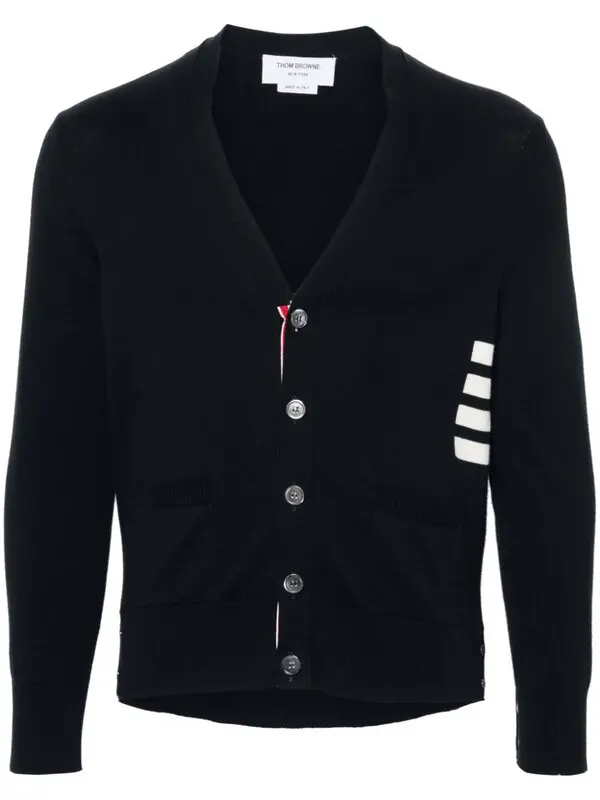Thom Browne 4-bar Relaxed Fit V-neck Cardigan - Blue