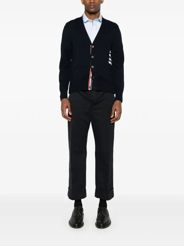 Thom Browne 4-bar Relaxed Fit V-neck Cardigan - Blue