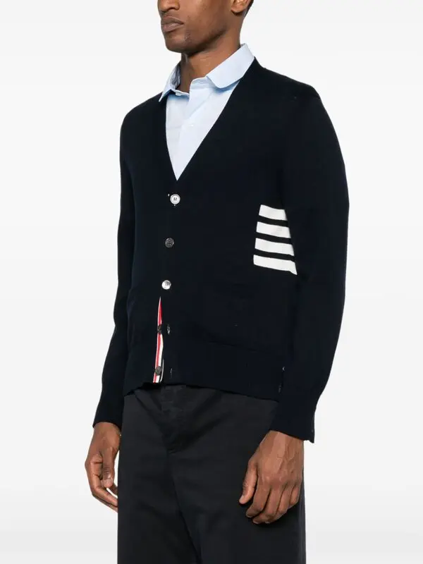 Thom Browne 4-bar Relaxed Fit V-neck Cardigan - Blue