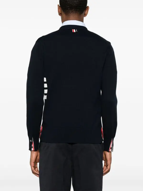 Thom Browne 4-bar Relaxed Fit V-neck Cardigan - Blue