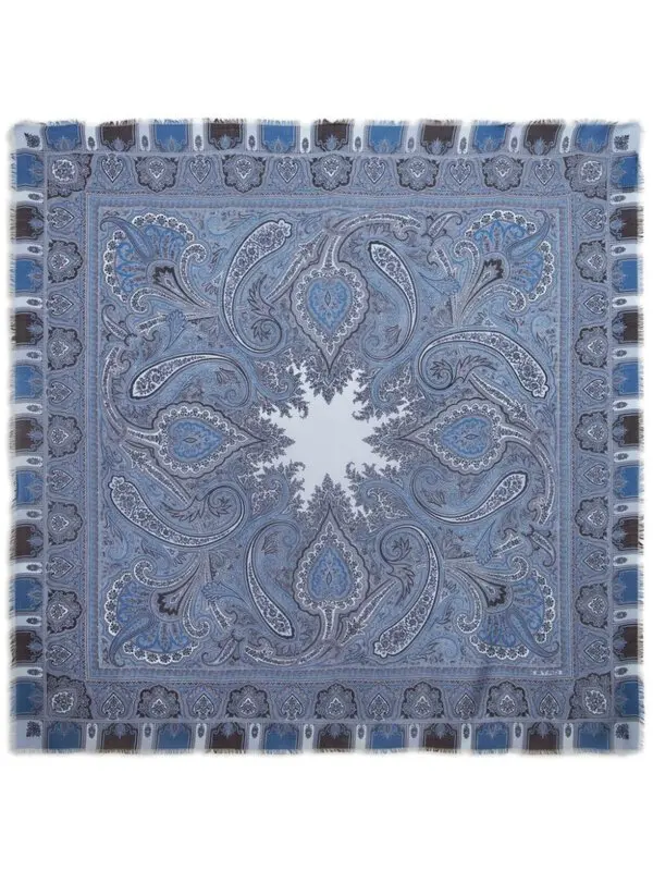 Etro Printed Cashmere Scarf - Blue
