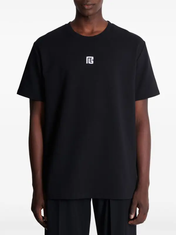 Balmain Pb Embroidered T-shirt - Black