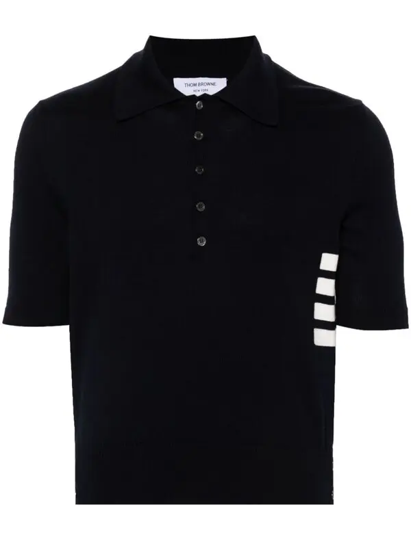 Thom Browne Cotton 4-bar Relaxed Fit Polo - Blue