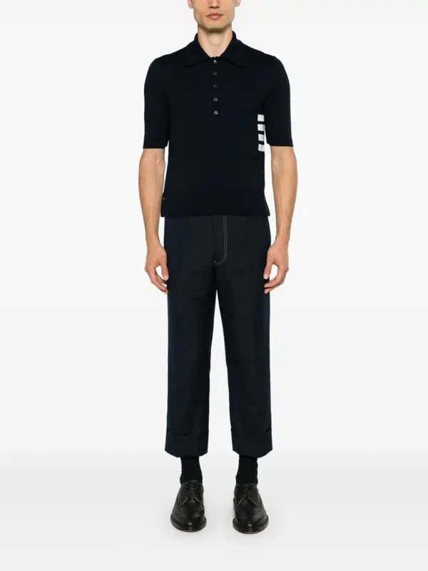 Thom Browne Cotton 4-bar Relaxed Fit Polo - Blue