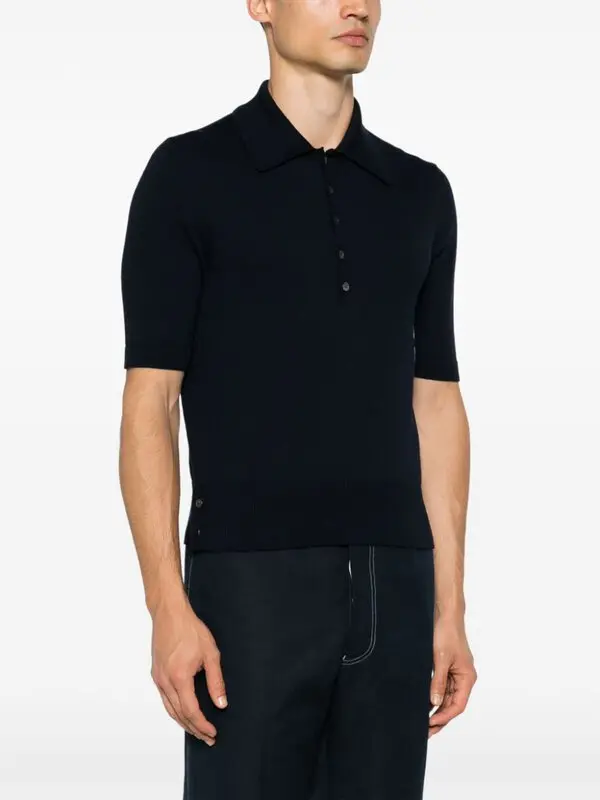 Thom Browne Cotton 4-bar Relaxed Fit Polo - Blue