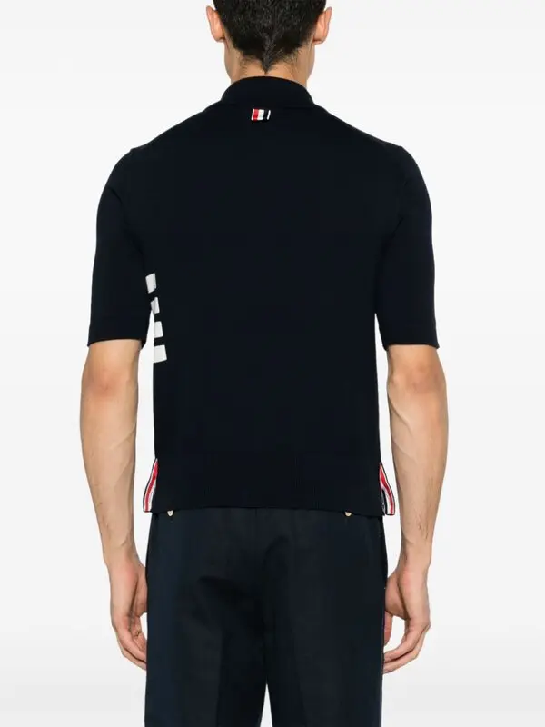 Thom Browne Cotton 4-bar Relaxed Fit Polo - Blue
