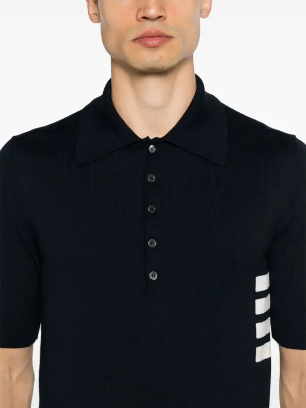 Thom Browne Cotton 4-bar Relaxed Fit Polo - Blue