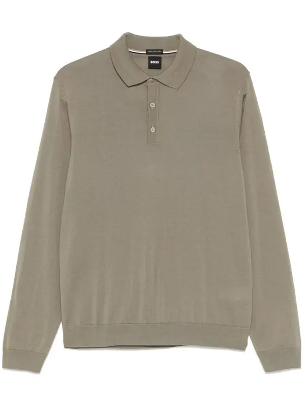 BOSS Knitted Polo Shirt - Grey